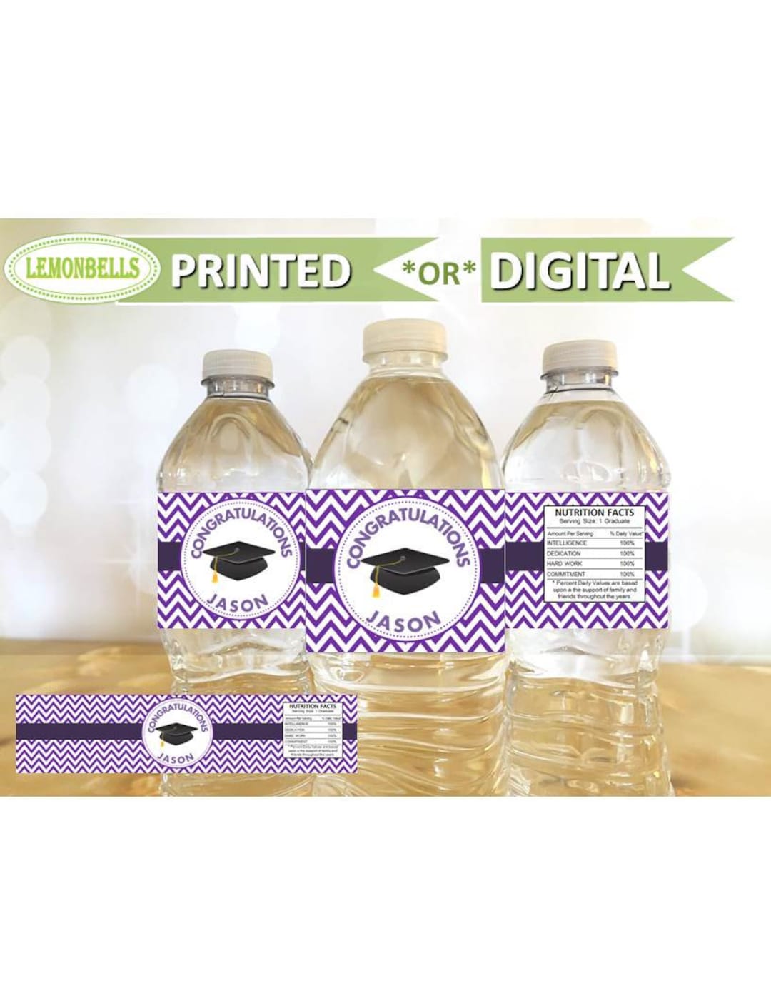 Purple Graduation Water Bottle Labels, Purple Graduation Decoration ...