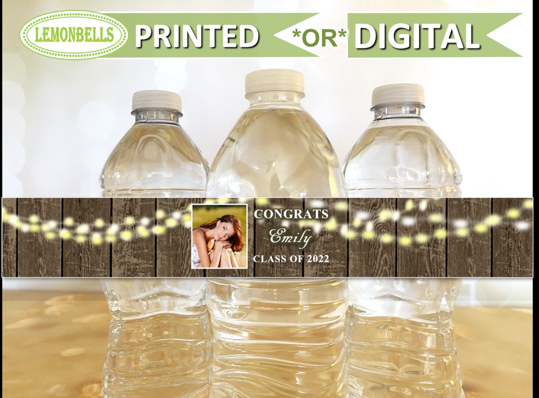 Graduation Water Bottle Labels, Rustic Graduation Decoration, Class of ...