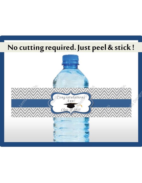 Personalized Graduation Bottle Labels Navy Graduation Water - Etsy