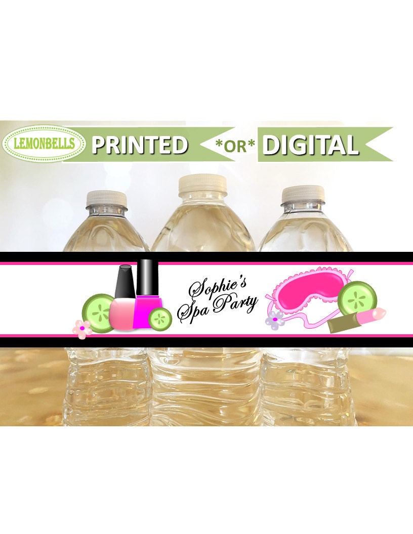Spa Water Bottle Labels Spa Party Water Bottle Spa Birthday | Etsy