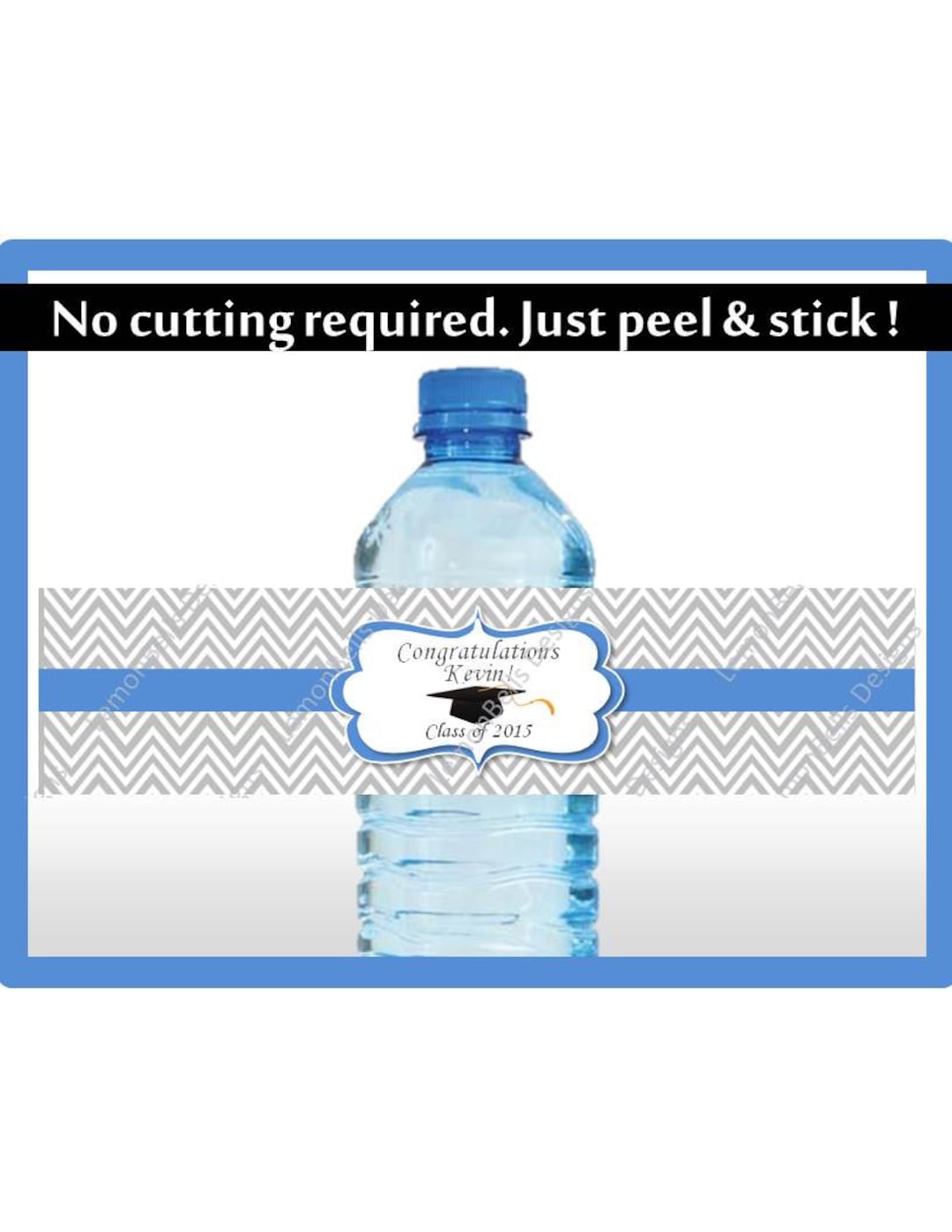 Personalized Graduation Bottle Labels – Blue and White Graduation Water ...