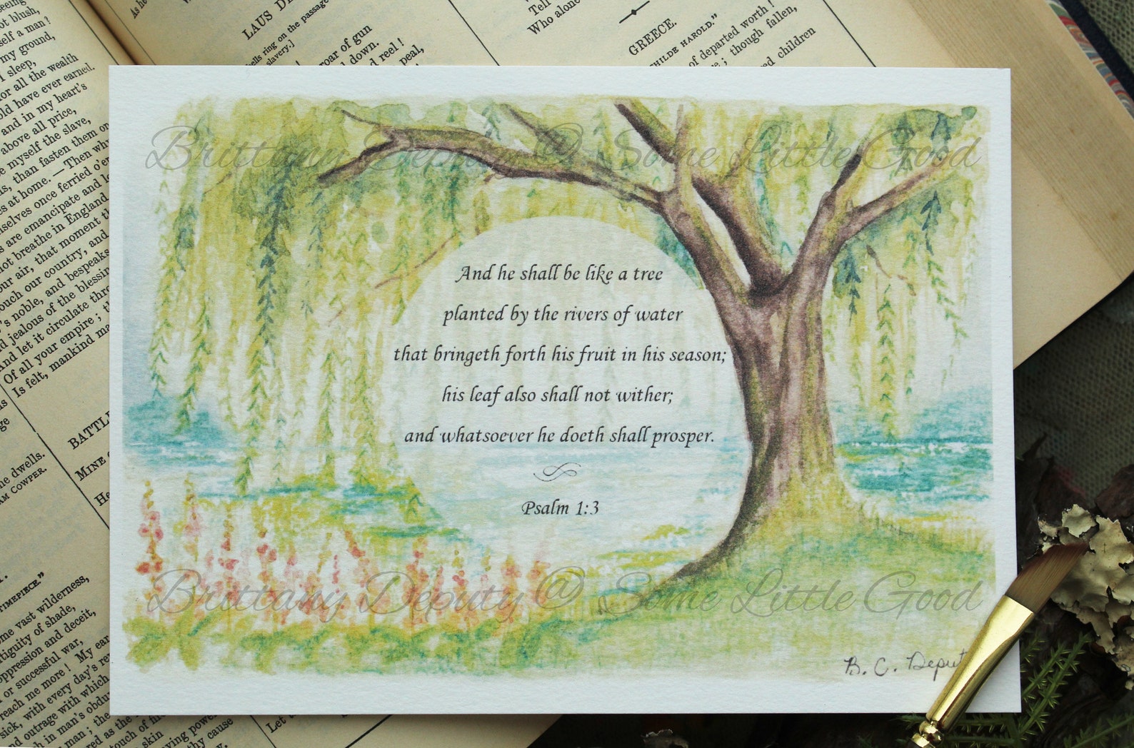 Psalm 1 Watercolor Art Print, Christian Wall Art, Religious Home Decor ...