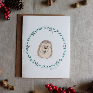 Watercolor Hedgehog SET of 4, 6 or 8 Christmas Cards, Hedgehog Note ...