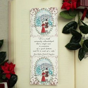 Jane Austen Holiday Bookmarks, Pride and Prejudice Book Mark, Book Club ...