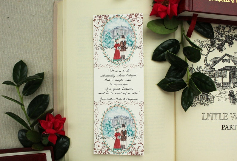 Jane Austen Holiday Bookmarks, Pride and Prejudice Book Mark, Book Club ...