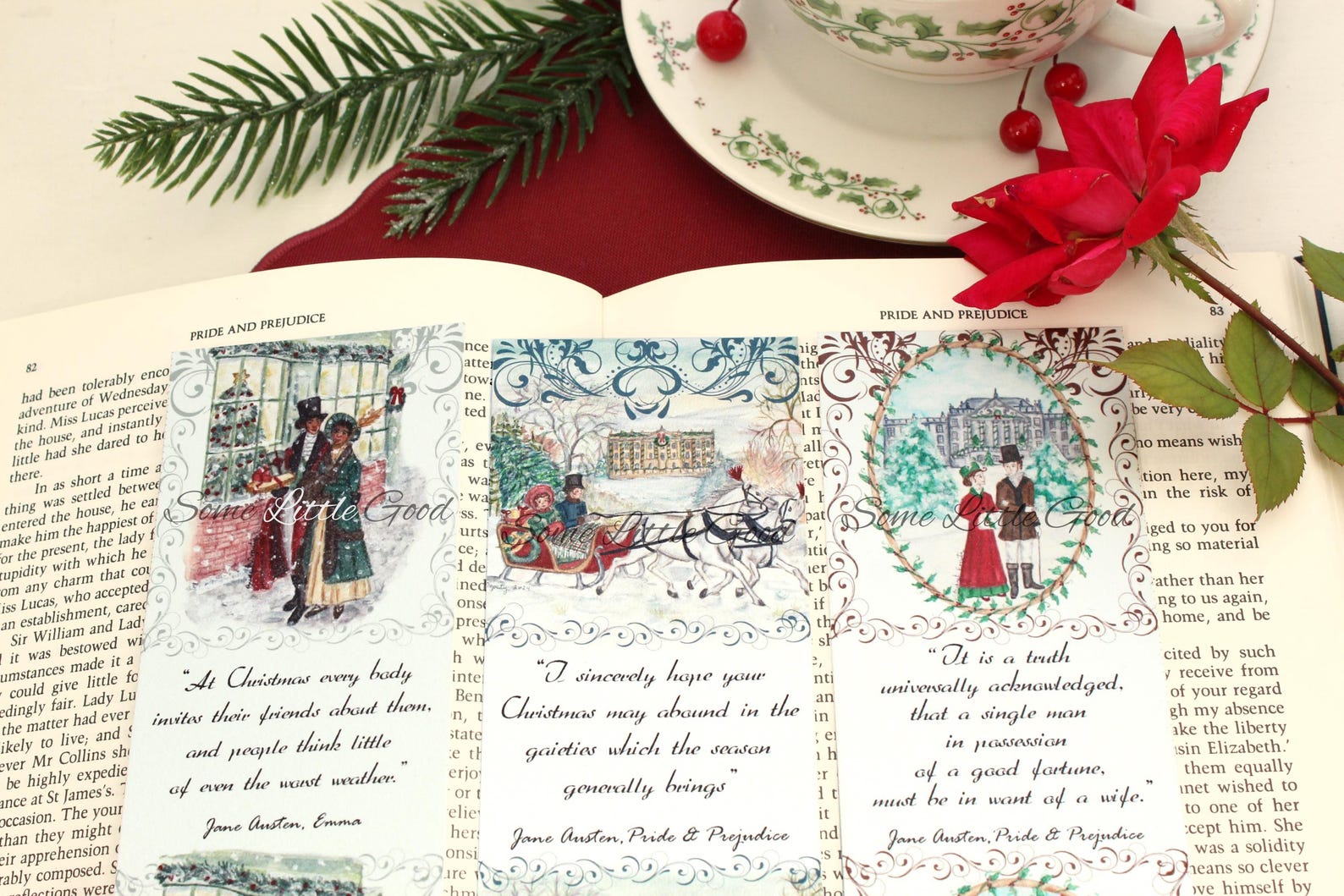 Pemberley Christmas Bookmarks, Pride and Prejudice Book Mark, Jane ...