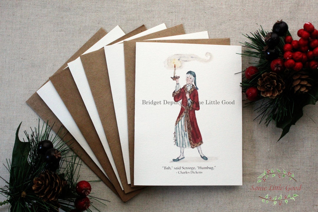 Ebenezer Scrooge SET of Christmas Cards, A Christmas Carol Cards, Bah ...