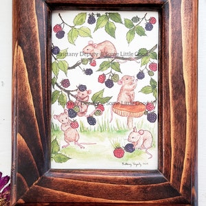 Blackberry Mice, Watercolor Art Print, Woodland Mouse Art, Whimsical ...