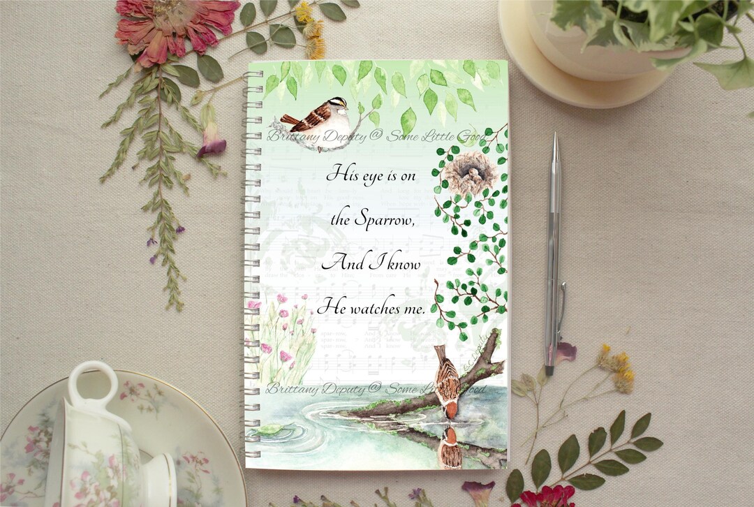 His Eye is on the Sparrow Spiral Notebook, Soft-cover Bird Journal ...