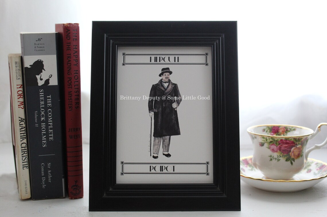 Hercule Poirot Art Print Watercolor Poirot Art Agatha - Etsy