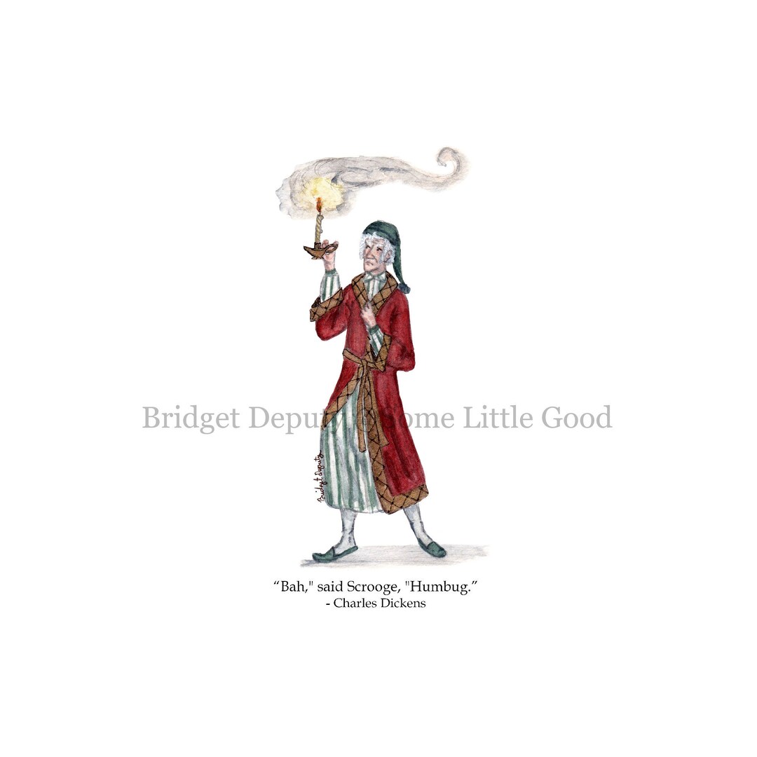 Ebenezer Scrooge Art Print, A Christmas Carol Watercolor Illustration ...