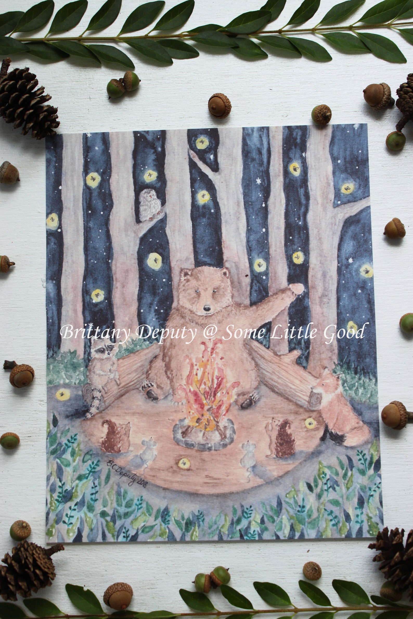 The Storyteller Watercolor Art Print Woodland Animals | Etsy