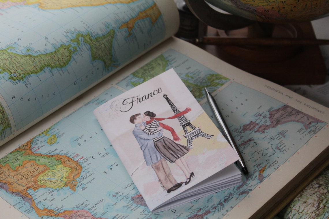 French Travel Notebook Paris Blank Journal Travel Pocket | Etsy