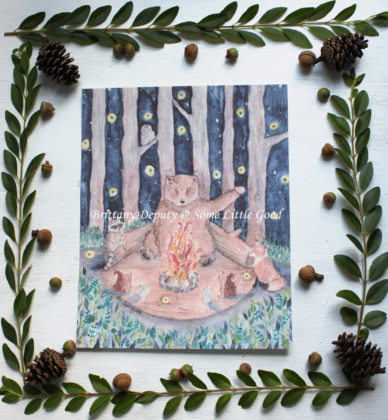 The Storyteller, Watercolor Art Print, Woodland Animals Nursery Art ...