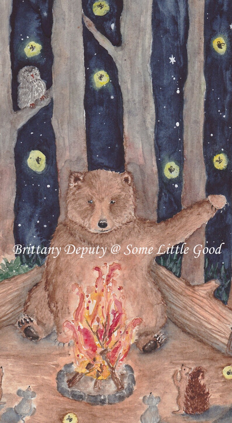 The Storyteller, Watercolor Art Print, Woodland Animals Nursery Art ...