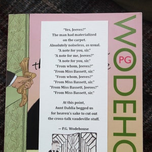 Jeeves and Wooster Quote Bookmark, P. G. Wodehouse Bookmark, Jeeves and ...