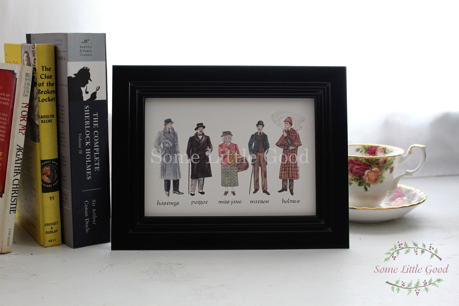 Mystery Detectives Art Print, Sherlock Holmes, Hercule Poirot, Agatha ...