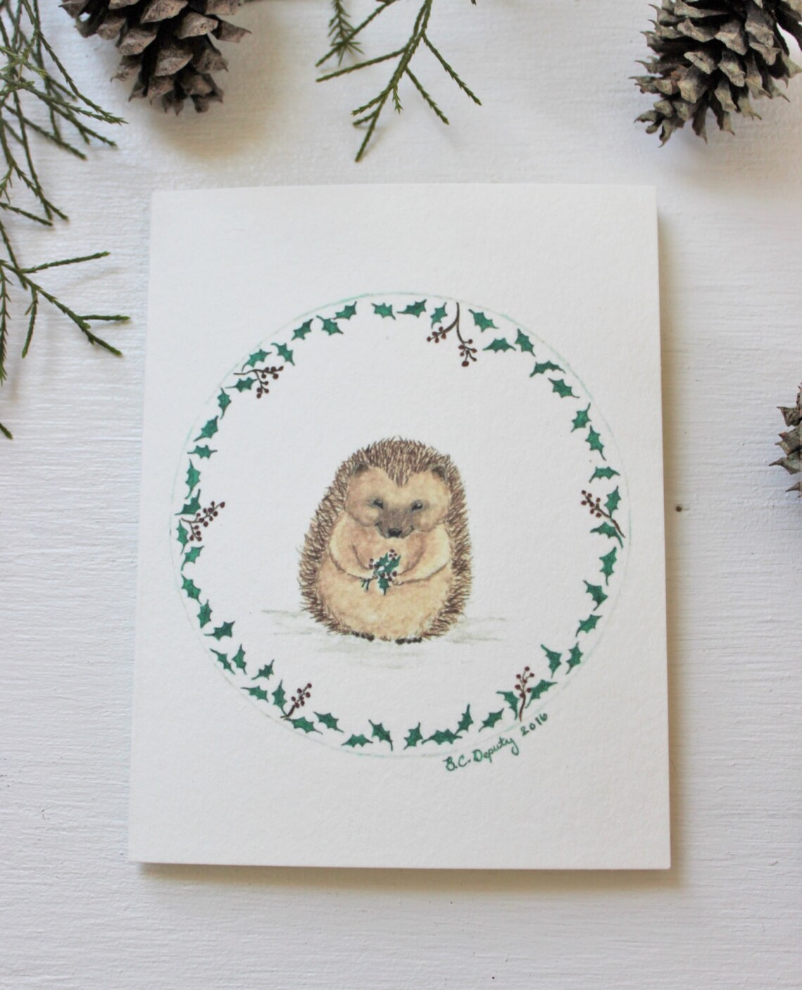 Watercolor Hedgehog SET of 4, 6 or 8 Christmas Cards, Hedgehog Note ...