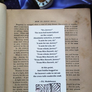 Jeeves and Wooster Quote Bookmark, P. G. Wodehouse Bookmark, Jeeves and ...