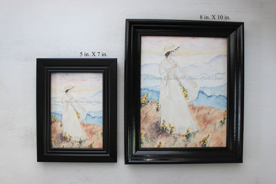 Lizzy on the Cliffs Art Print Elizabeth Bennet Watercolor - Etsy