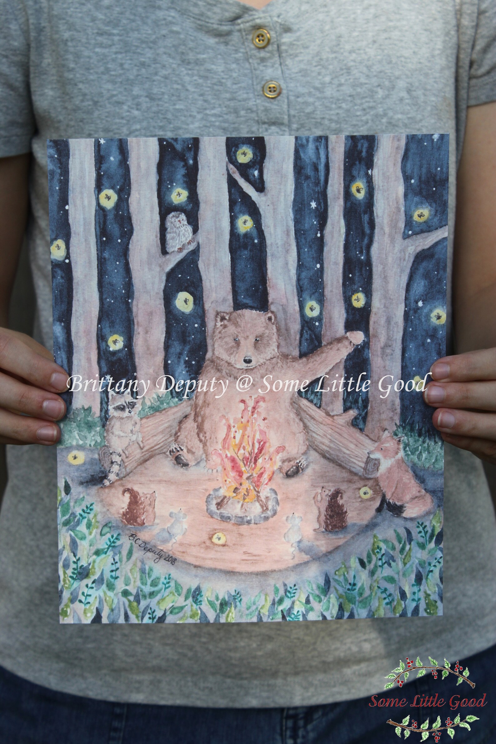 The Storyteller, Watercolor Art Print, Woodland Animals Nursery Art ...