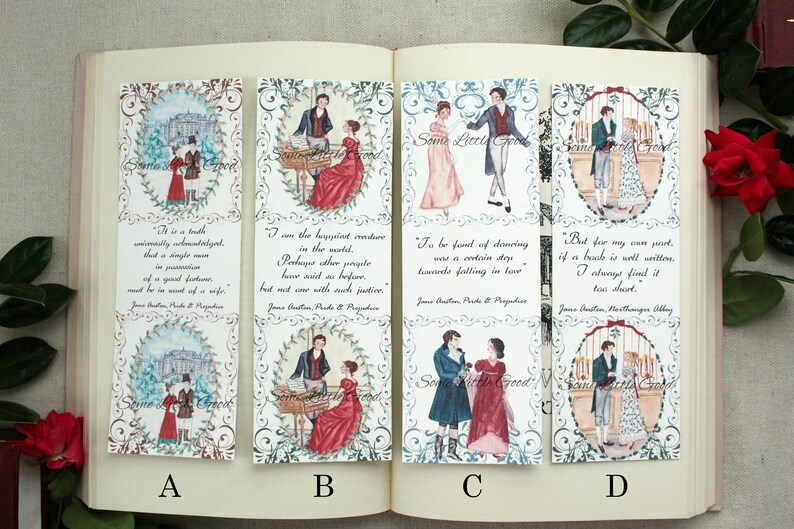 Jane Austen Holiday Bookmarks Pride and Prejudice Book Mark - Etsy