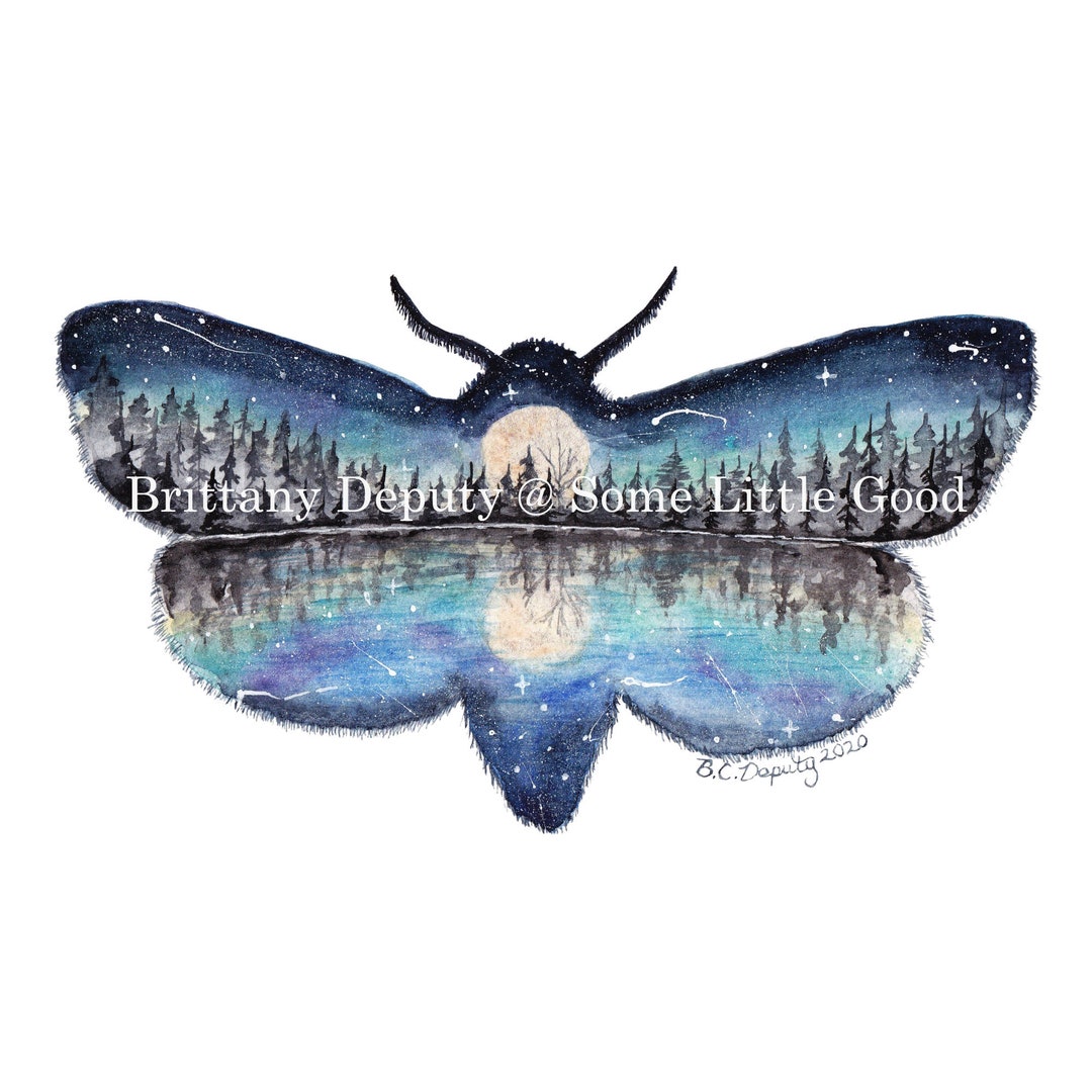 Moonlight Moth Art Print, Nature Watercolor Wall Art, Moth Home Decor ...