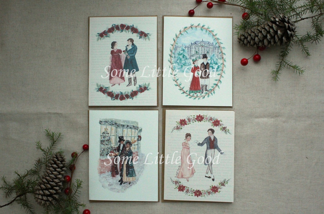 Jane Austen Holiday SET of Christmas Cards, Pride and Prejudice Cards ...