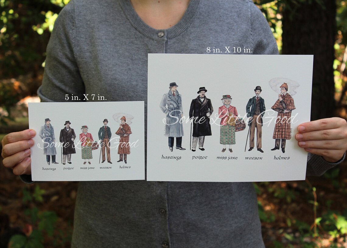 Mystery Detectives Art Print Sherlock Holmes Hercule Poirot | Etsy