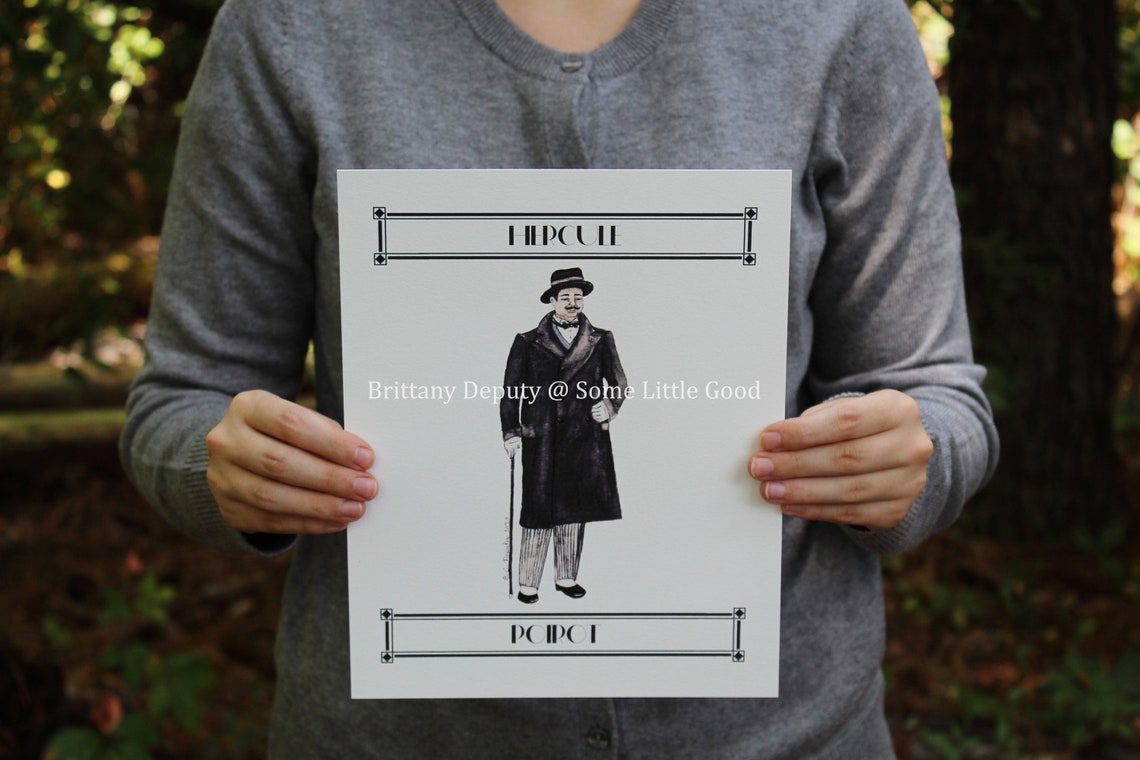 Hercule Poirot Art Print Watercolor Poirot Art Agatha - Etsy