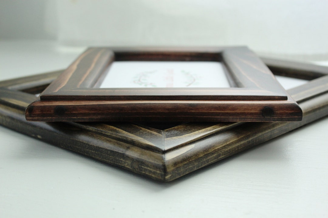 Pine Picture Frame With Decorative Edge, Wooden Stained Frames With ...