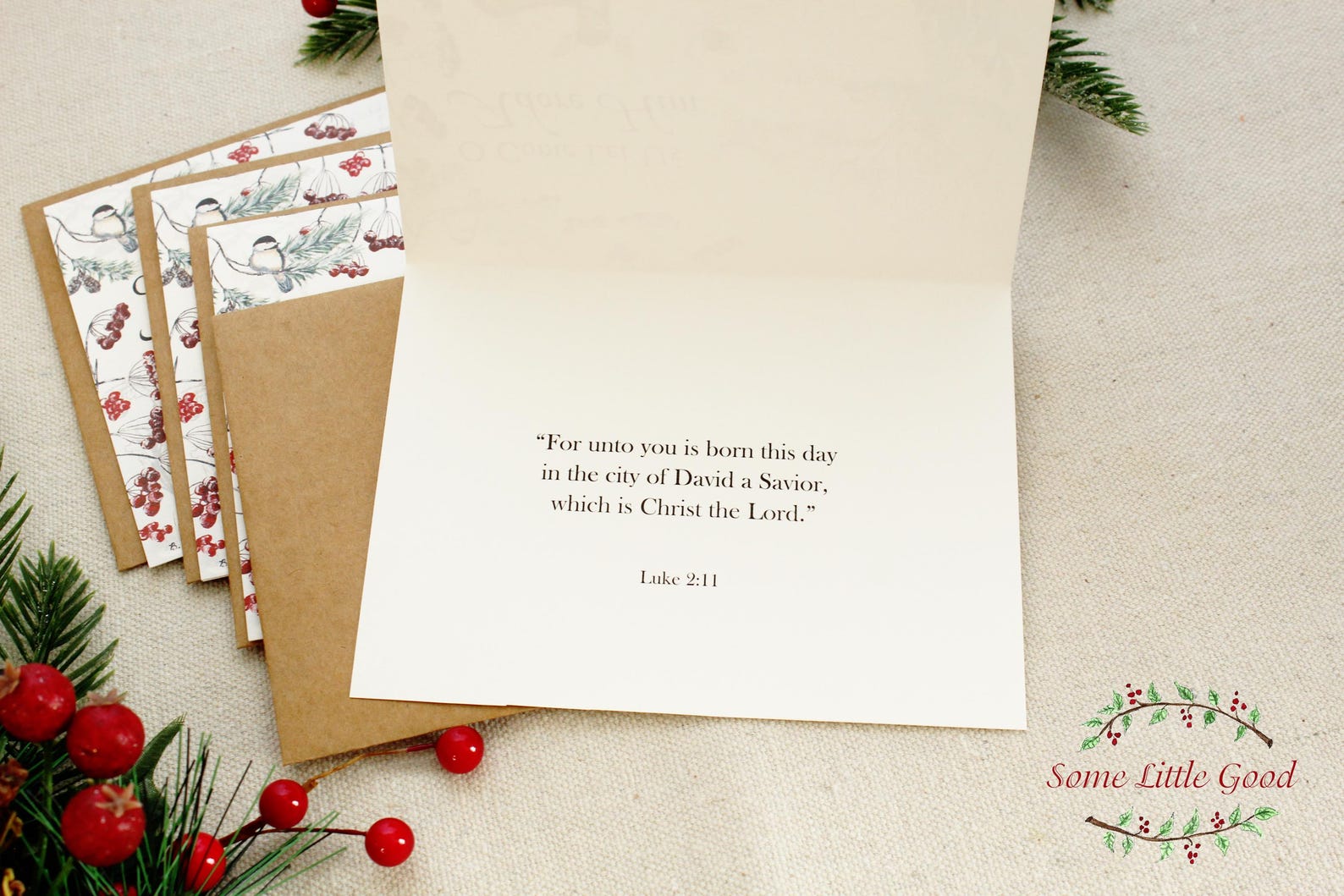 Christmas Cardinals SET of Cards, "let the Whole Earth Be Filled With ...