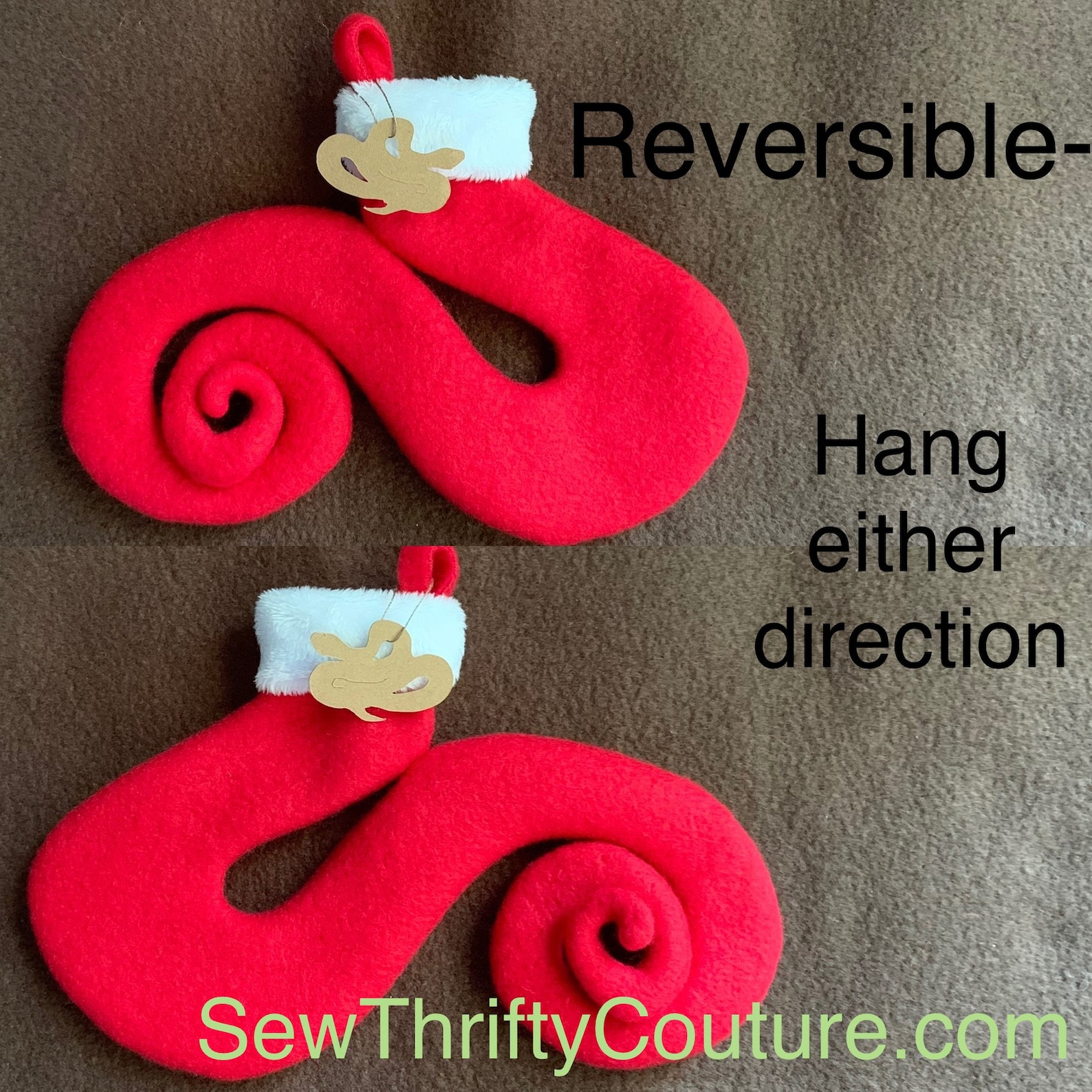 TINY Coiled Snake Tail Shaped Christmas Stocking Ornament - Etsy