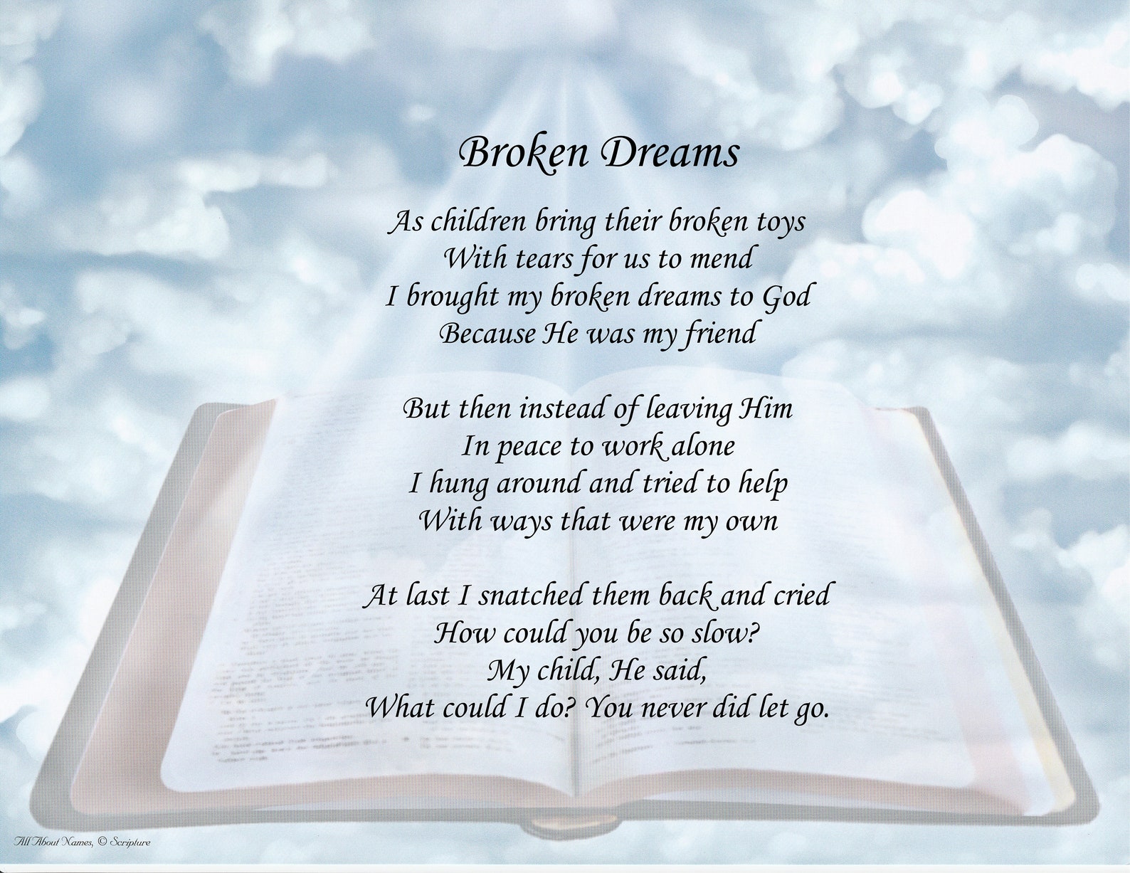 Inspirational Poem Broken Dreams - Etsy