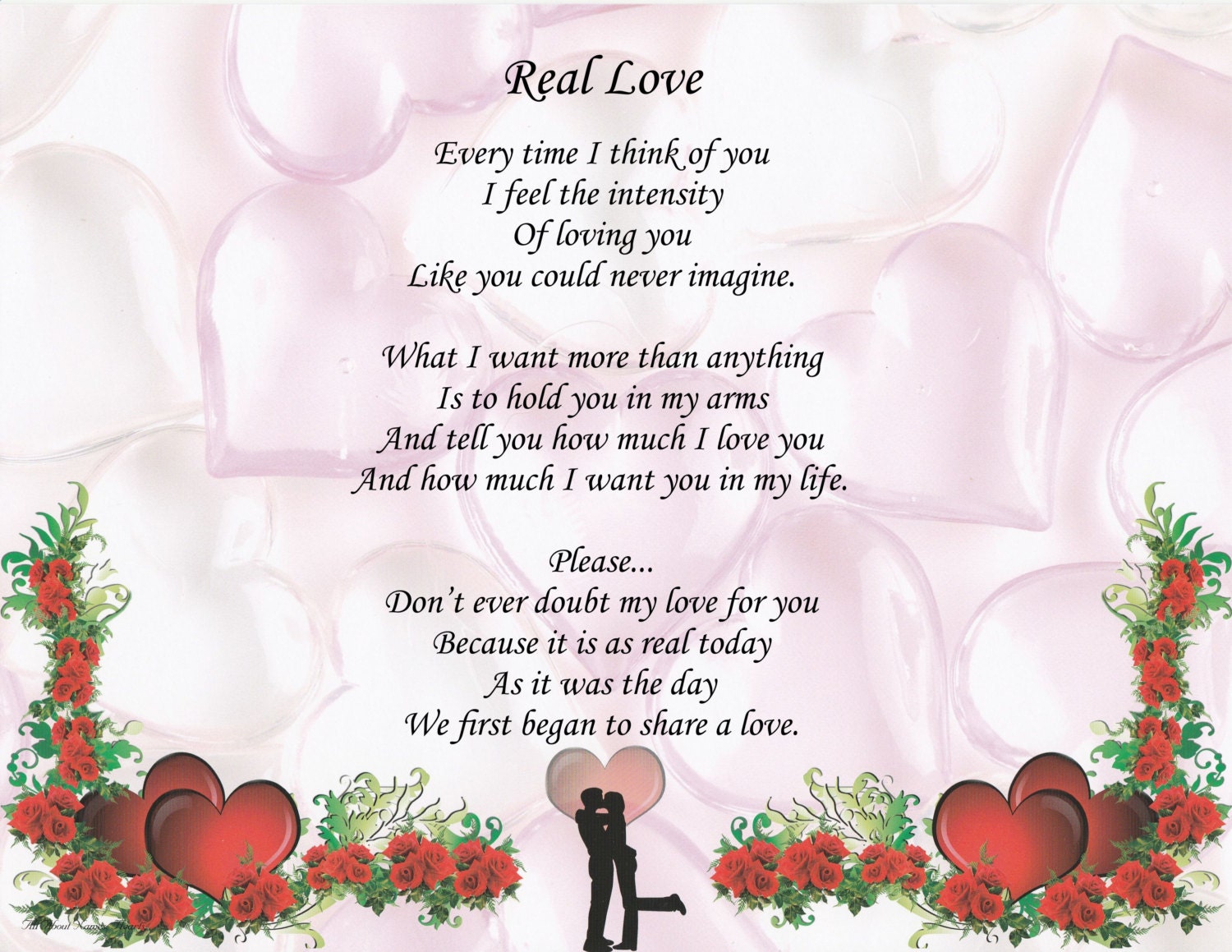 Valentine's Poem Real Love - Etsy