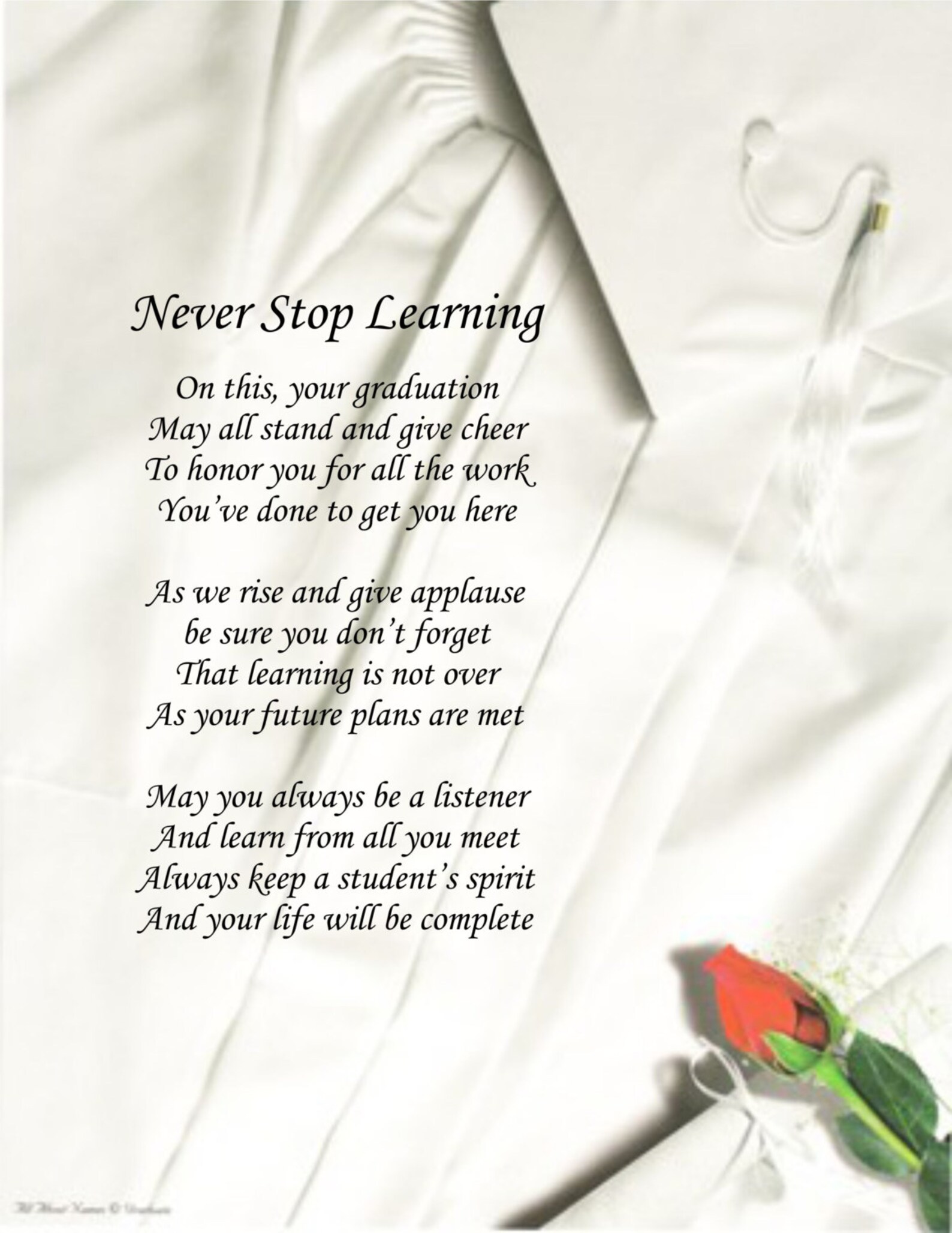 Graduation Poem Never Stop Learning - Etsy