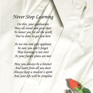Graduation Poem Never Stop Learning - Etsy