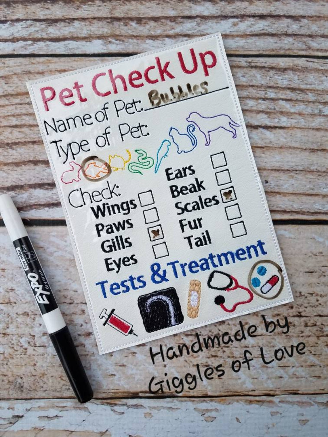 Pretend Vet Veterinarian Check Up Form Toy Pretend Play | Etsy