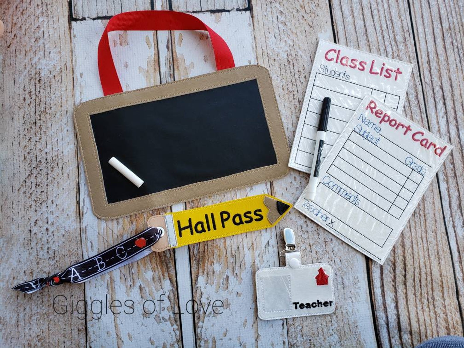 Pretend Play Teacher School Set small Set Embroidery - Etsy