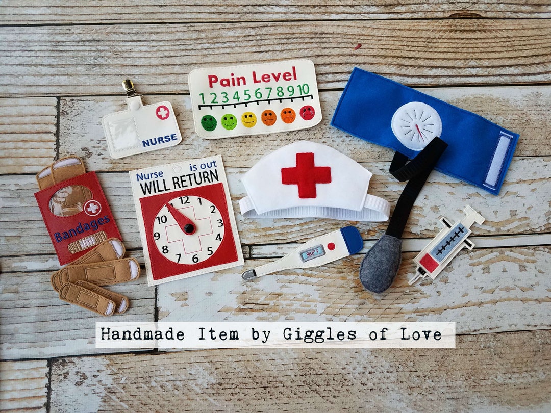 Pretend Play Nurse Set - Embroidery Handmade Child Gift - Doctor Nurse ...