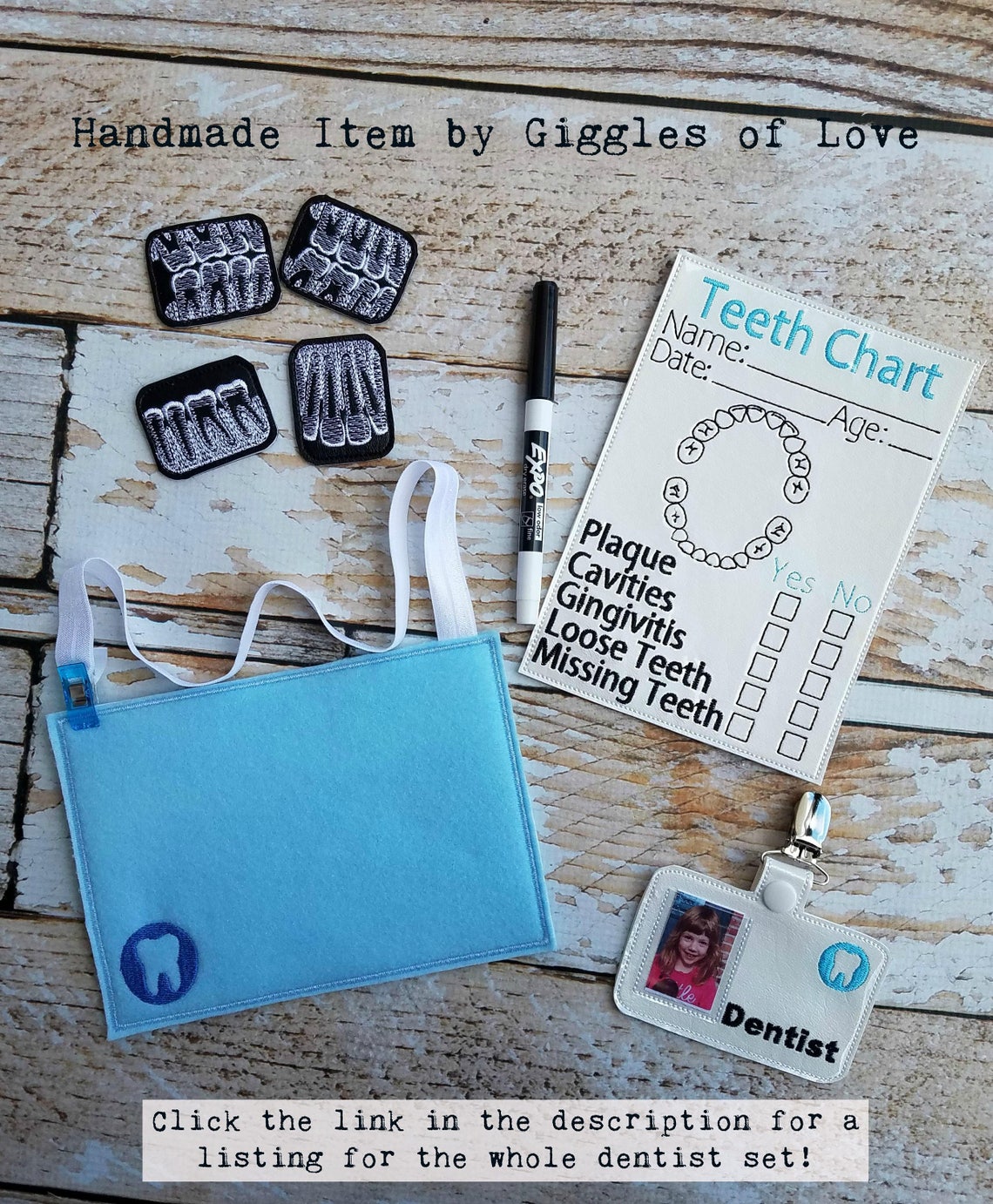 Pretend Play Reusable Teeth Chart - Embroidery Handmade Child Gift ...