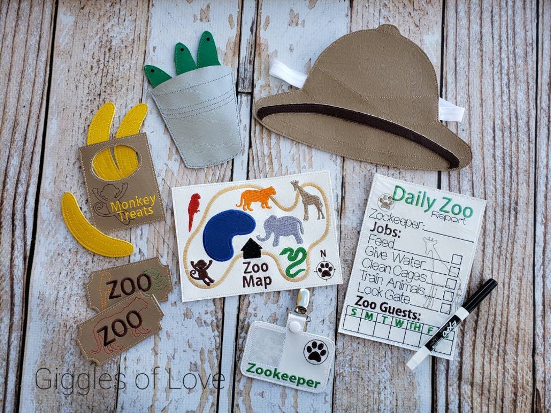Pretend Play Zookeeper Set - Embroidery Handmade Child Gift Educational ...