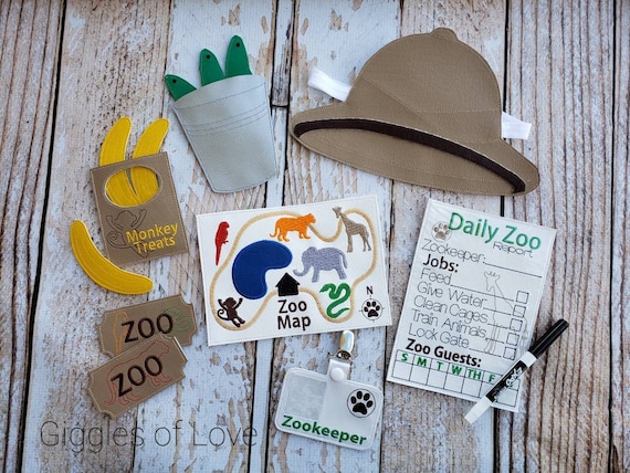 Pretend Play Zookeeper Set Embroidery Handmade Child Gift - Etsy