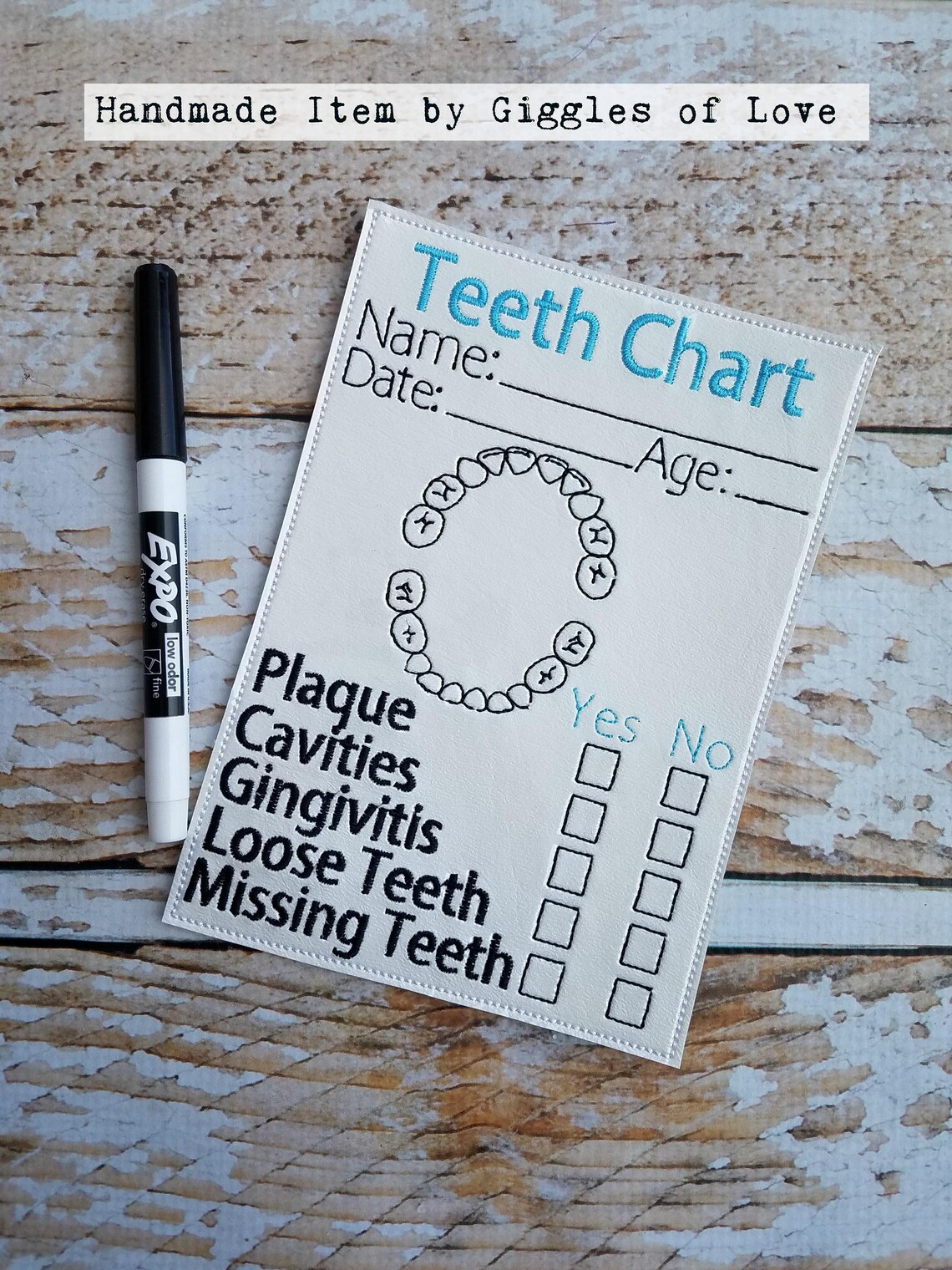 Pretend Play Reusable Teeth Chart - Embroidery Handmade Child Gift ...