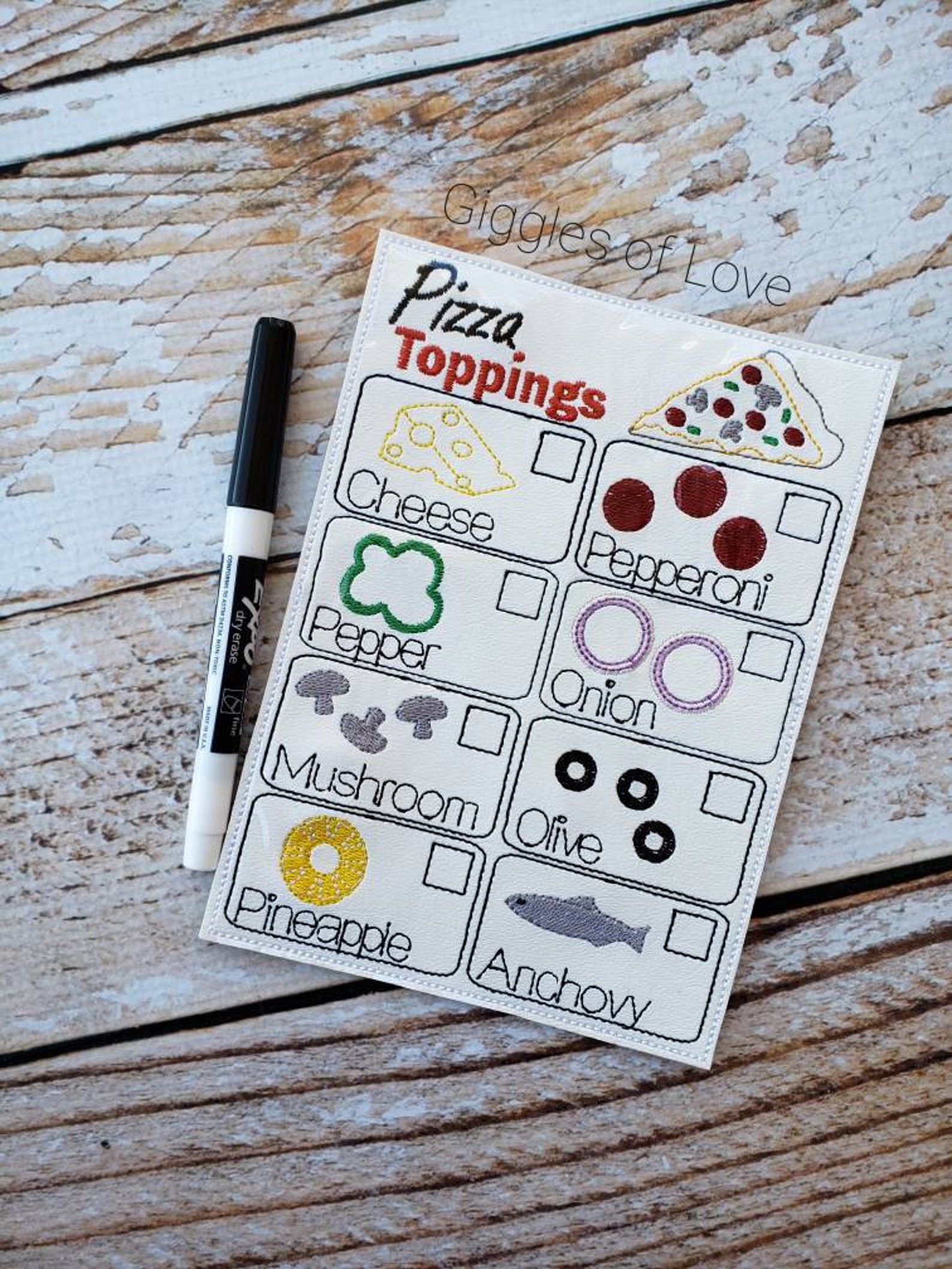 Pretend Play Pizza Menu Form: Reusable Toy With Marker - Etsy