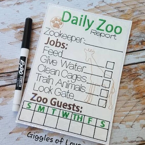 Pretend Zookeeper Check in Report Form Pretend Play - Etsy