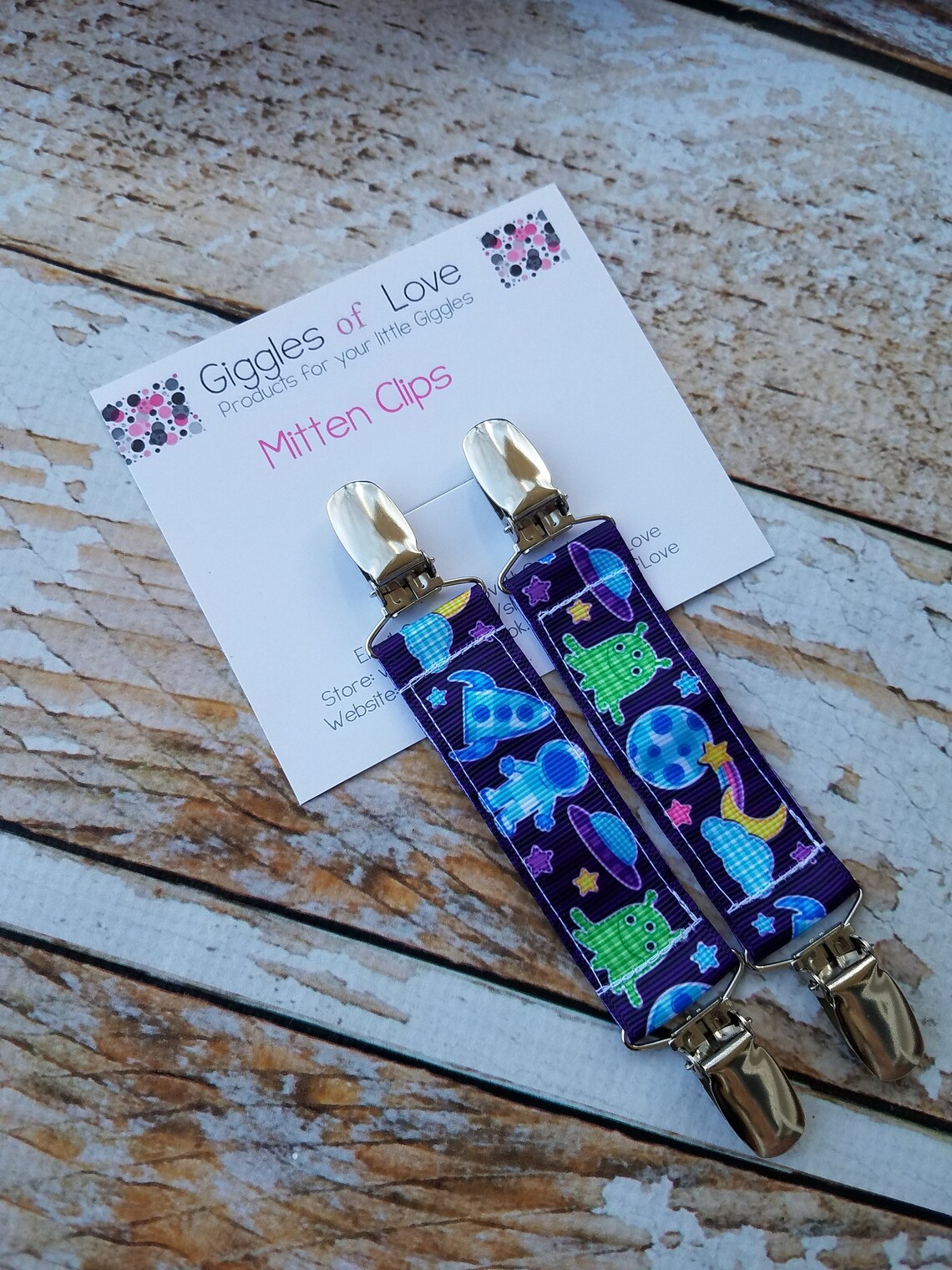 Pair of Mitten Clips Double Sided Space Rocket Ship - Etsy