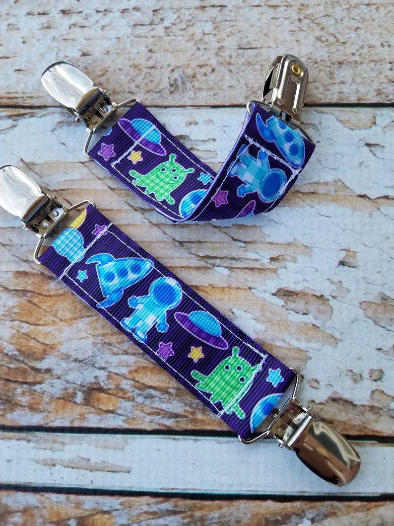 Pair of Mitten Clips Double Sided Space Rocket Ship - Etsy