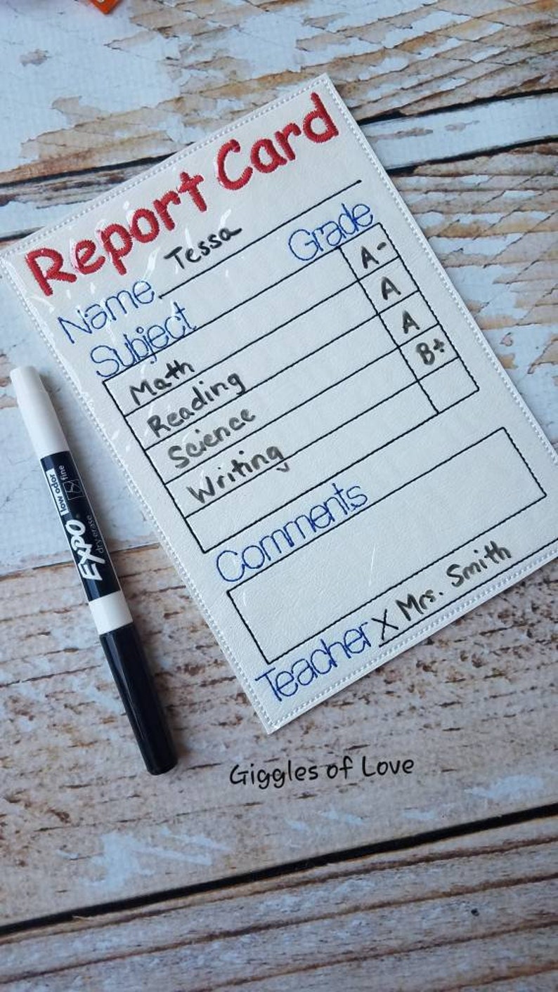 Pretend Teacher Toy Report Card Pretend Play Imaginary | Etsy