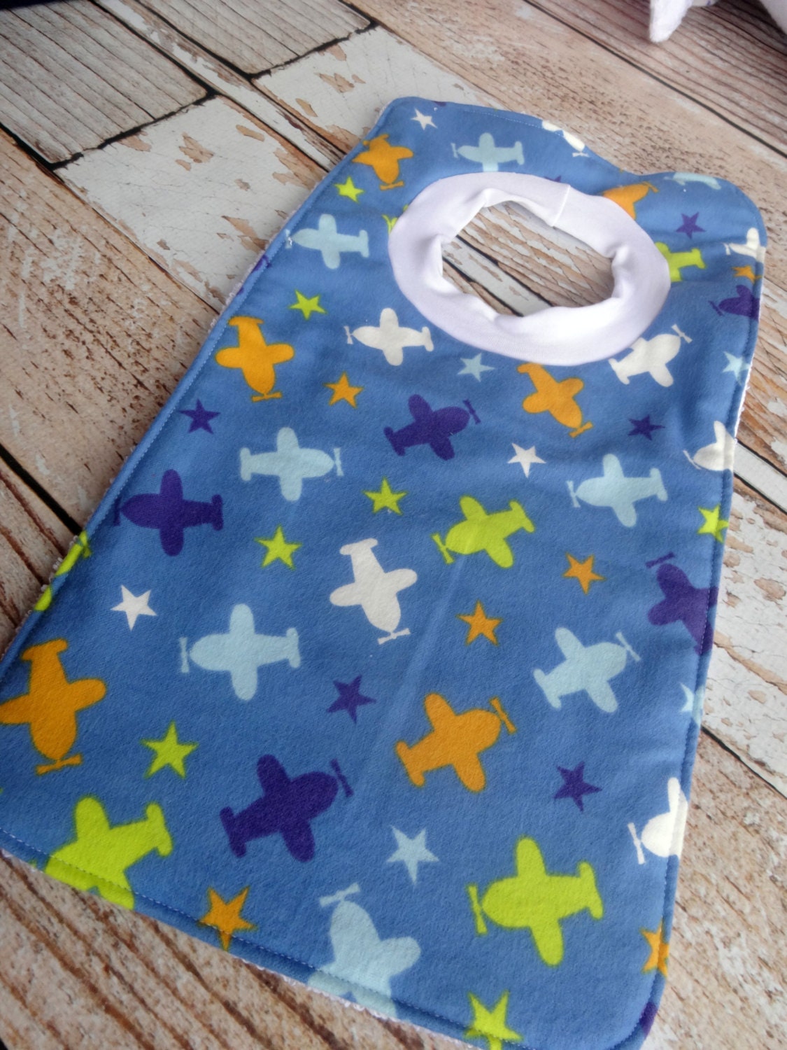 Infant or Toddler Pull Over Bib (flannel and Terry Cloth) - Airplanes ...